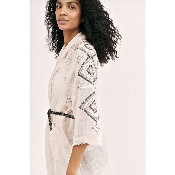 Free People | Tops | Free People Kimono Embroidery Patch Belted ...